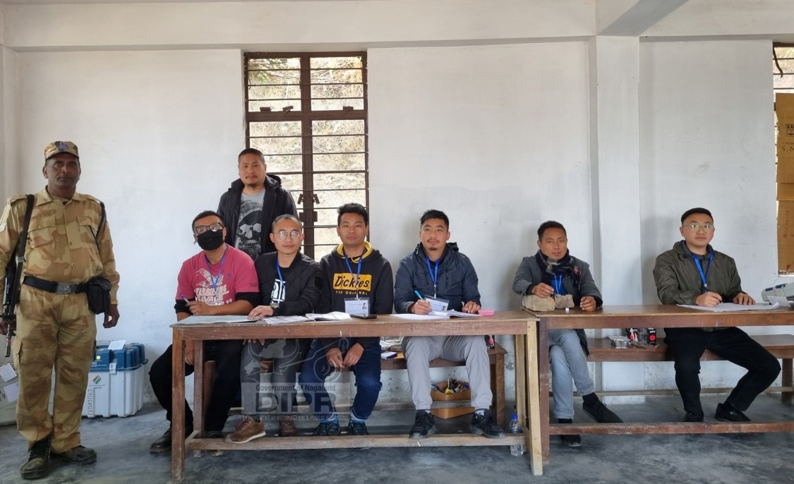 Polling officals under 30 years of age at the Young Employees Manned Polling Stations at kohima ...